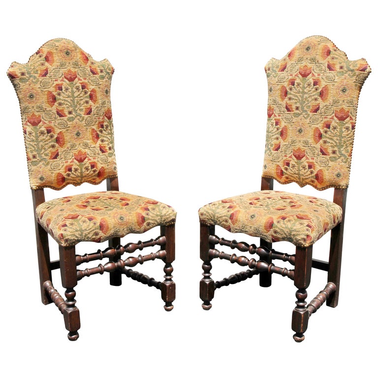 Italian Baroque Style Oak Side Chairs at 1stDibs