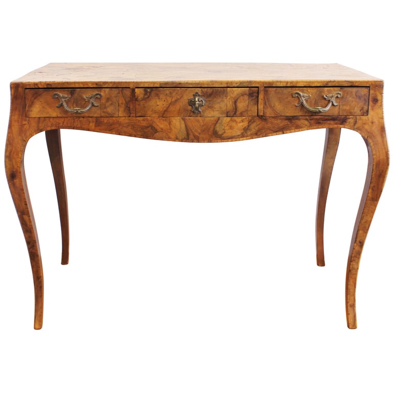 Italian Baroque Style Oyster Burl Wood Console Table at 1stDibs