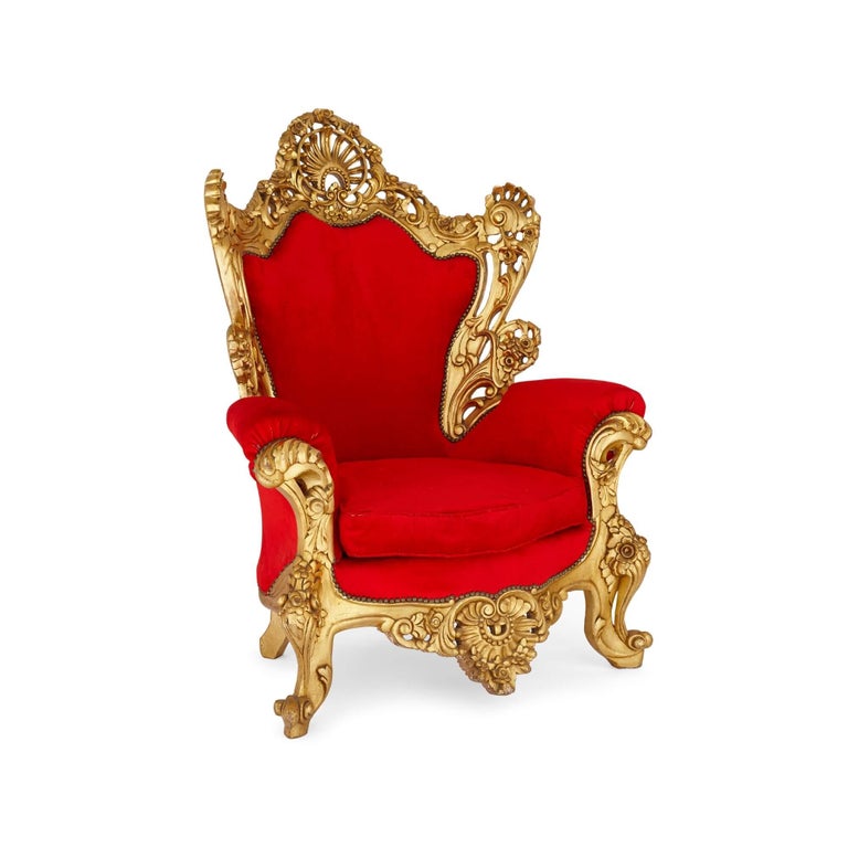 Italian Baroque Style Three-Piece Upholstery and Giltwood Seating Suite ...