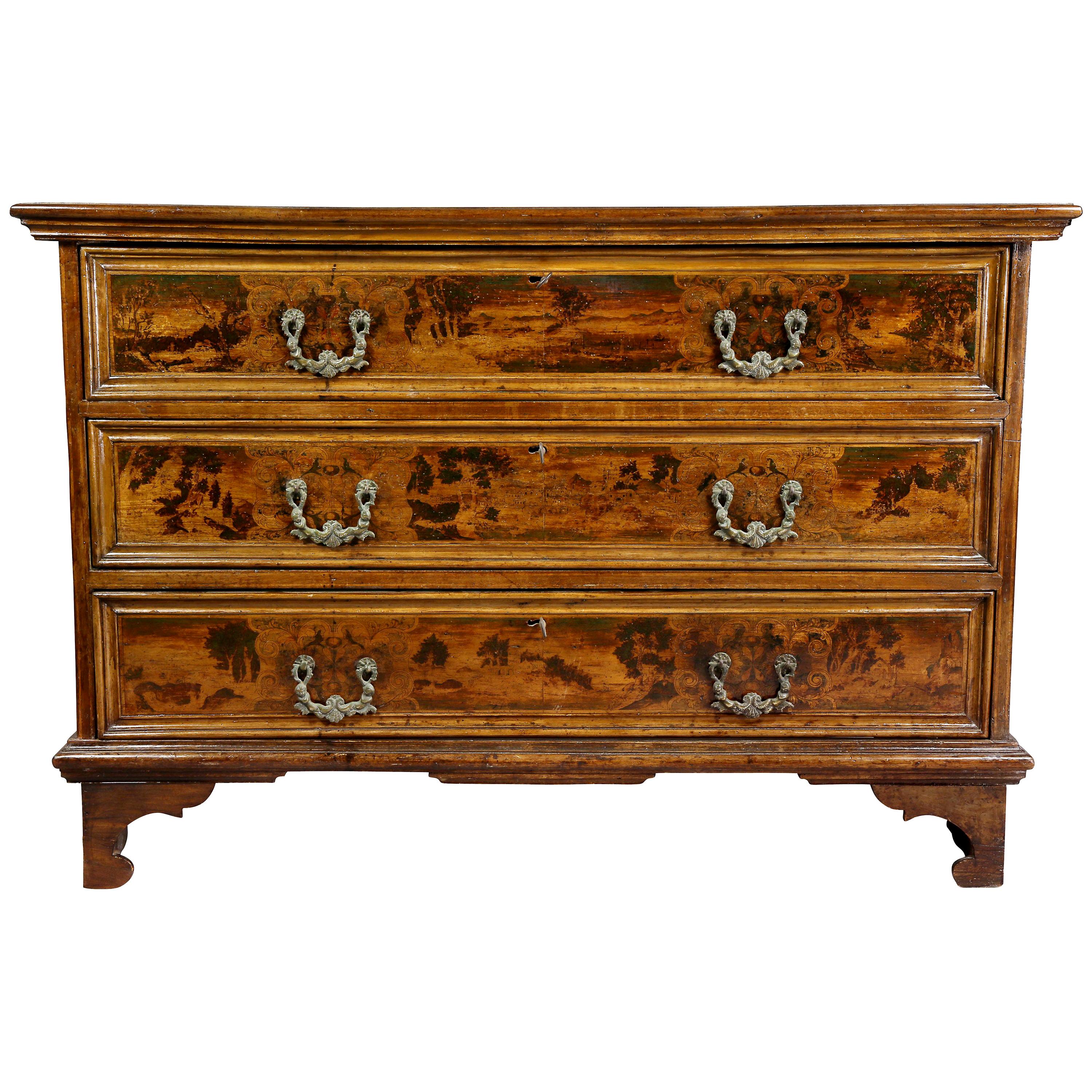 Northern Italian Baroque Walnut Commode For Sale at 1stDibs
