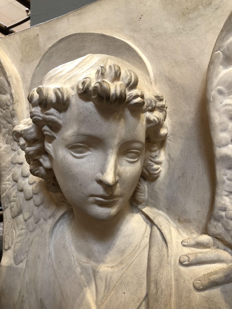 Italian Bas-Relief Terracotta Plaque of Angel and Saint by Manifattura ...