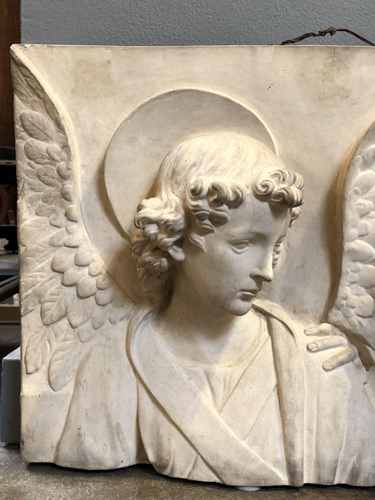 Italian Bas-Relief Terracotta Plaque of Angel and Saint by Manifattura ...