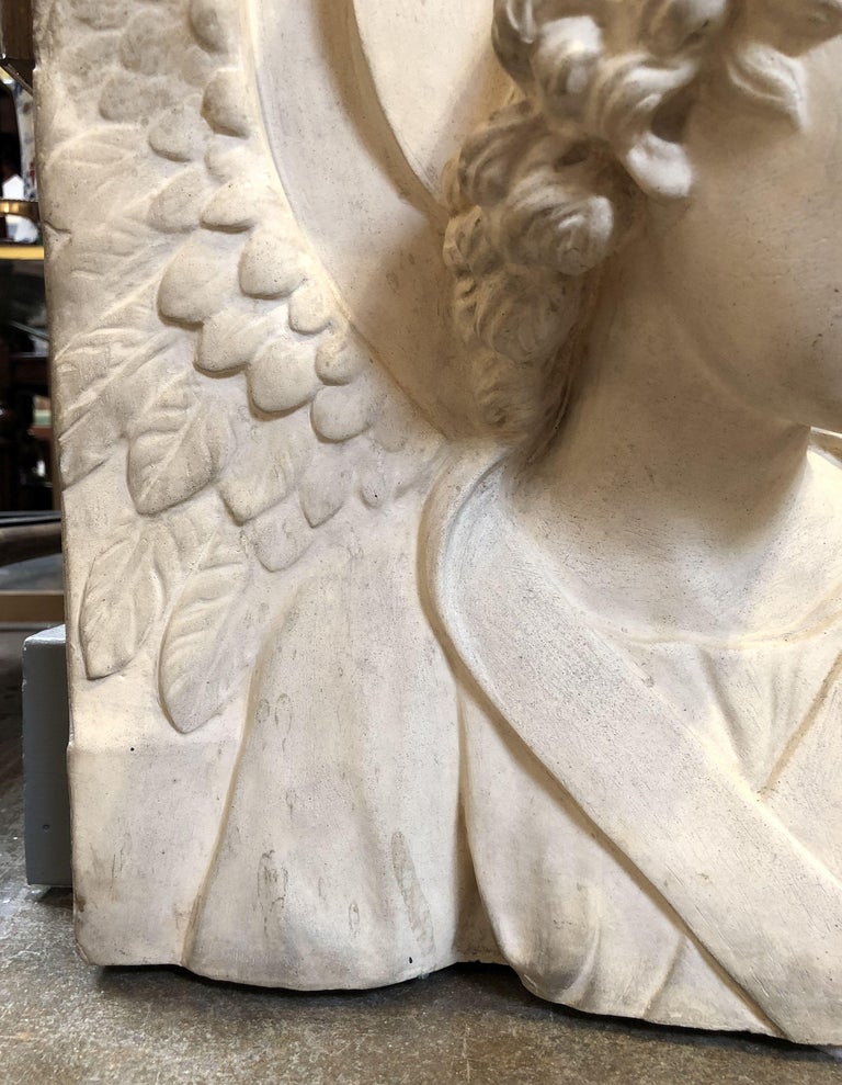 Italian Bas-Relief Terracotta Plaque of Angel and Saint by Manifattura ...