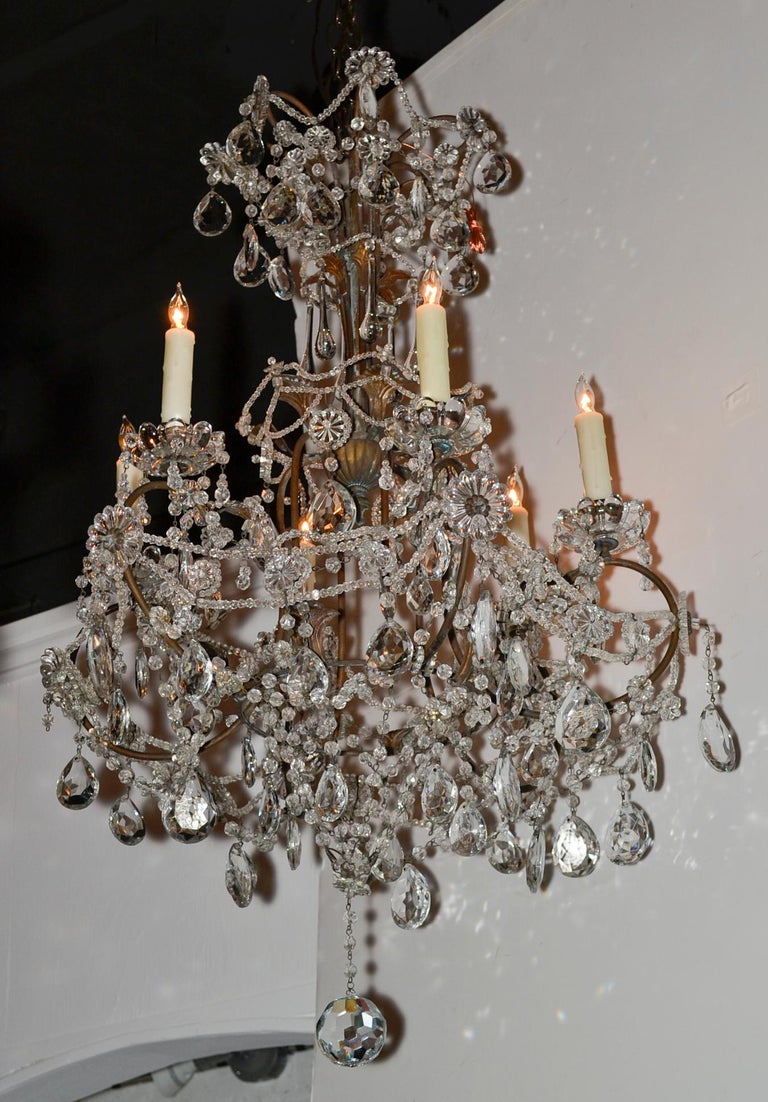 Italian Beaded Crystal Chandelier For Sale at 1stDibs | italian crystal ...