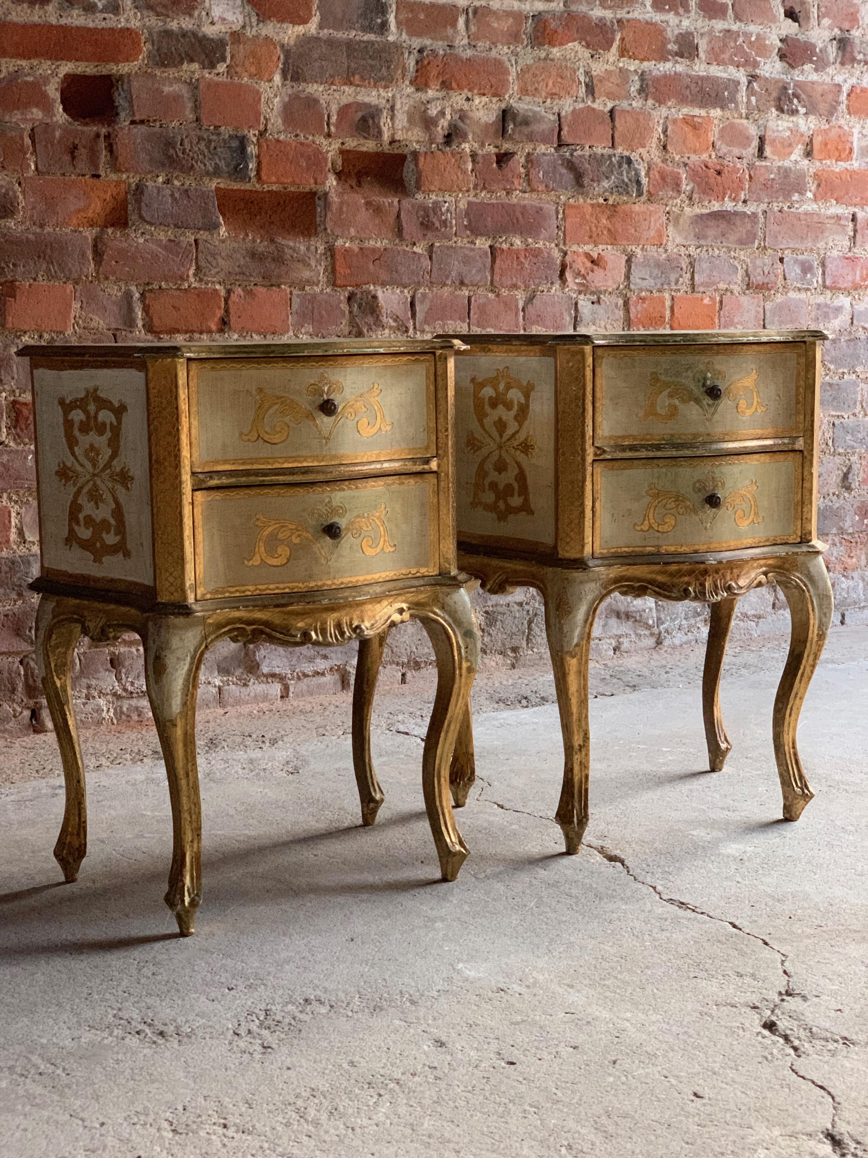 Italian Bedside Tables Cabinets Rococo Gilded, Venetian, 20th Century ...