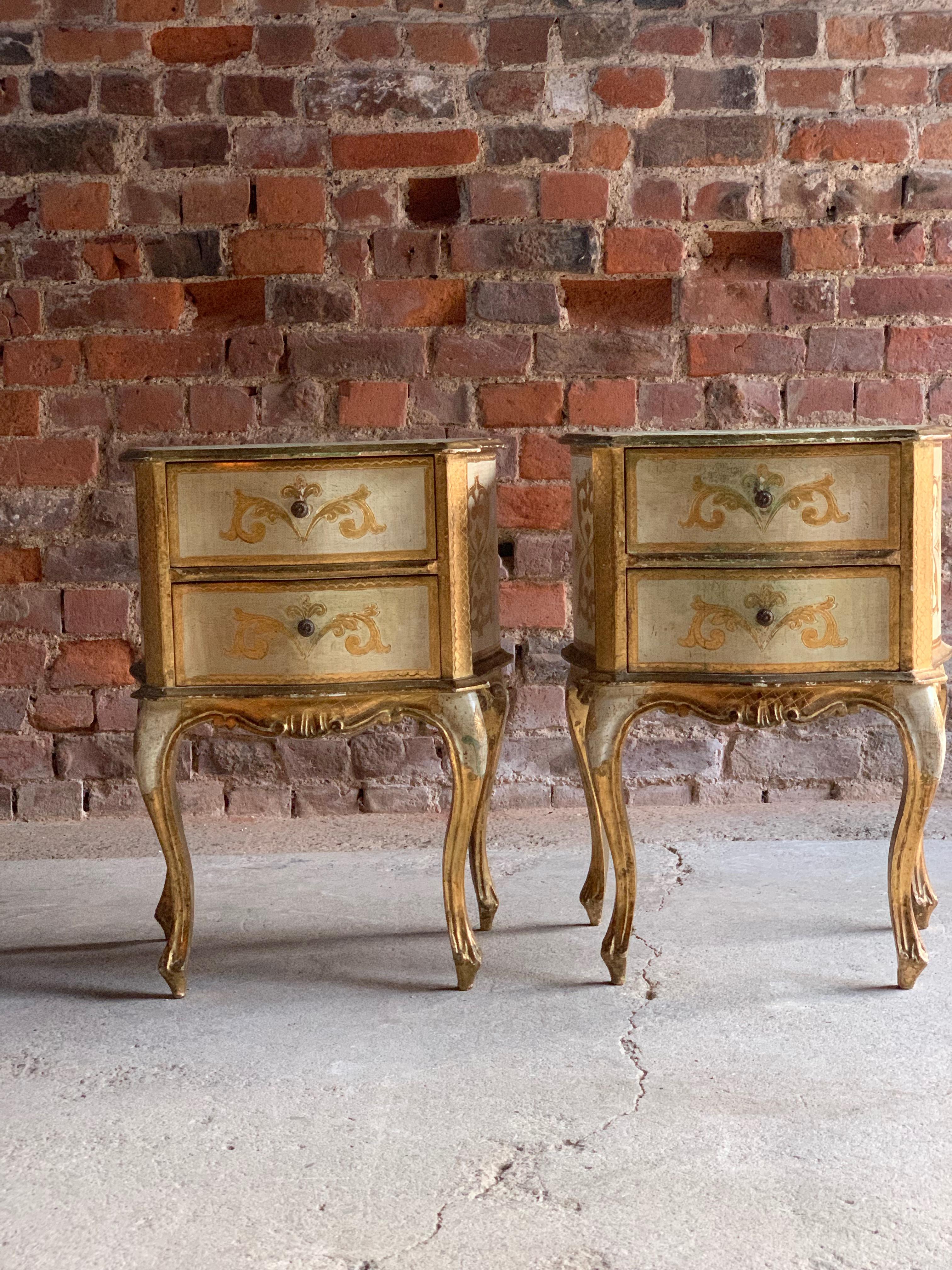 Italian Bedside Tables Cabinets Rococo Gilded, Venetian, 20th Century ...