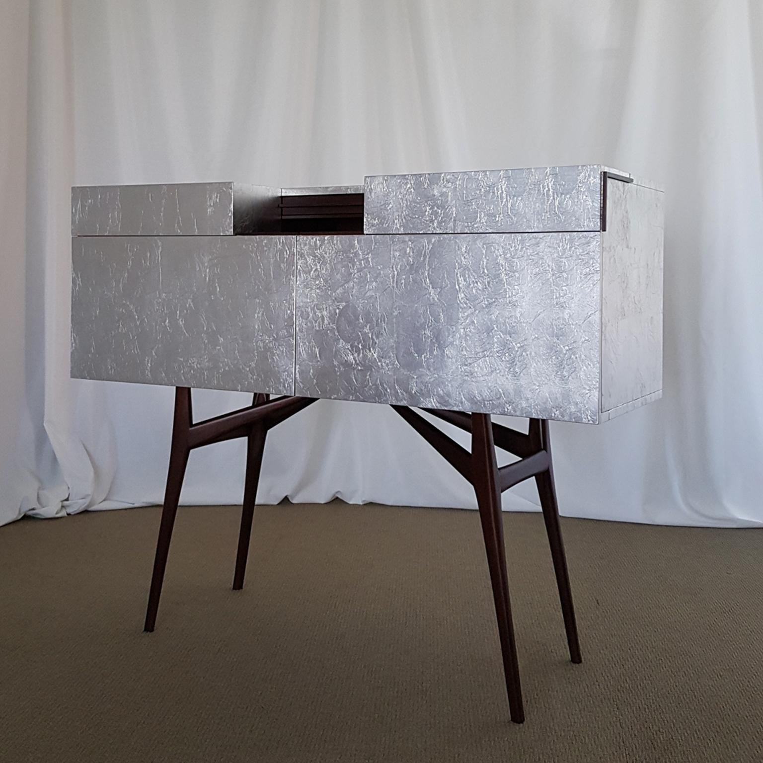 Italian Bernini Wood Sideboard in Dark American Walnut Covered with ...