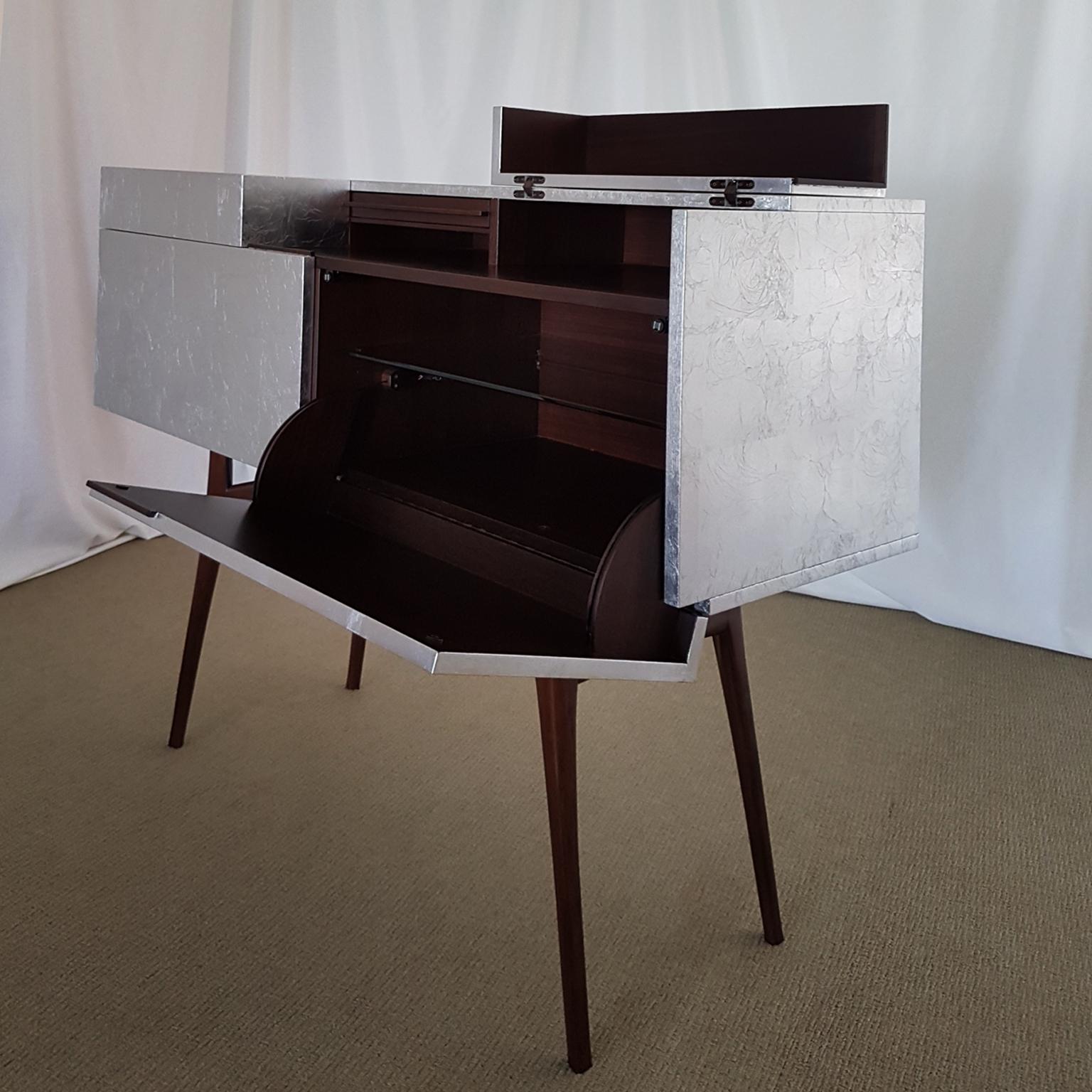 Italian Bernini Wood Sideboard in Dark American Walnut Covered with ...
