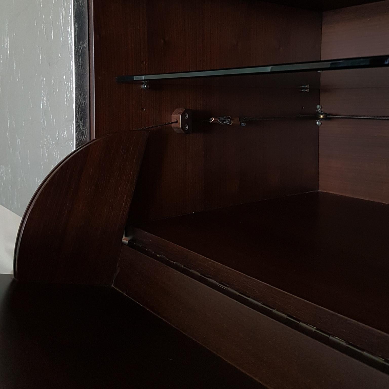 Italian Bernini Wood Sideboard in Dark American Walnut Covered with ...