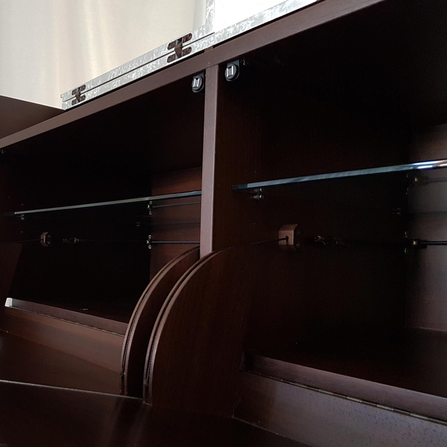 Italian Bernini Wood Sideboard in Dark American Walnut Covered with ...