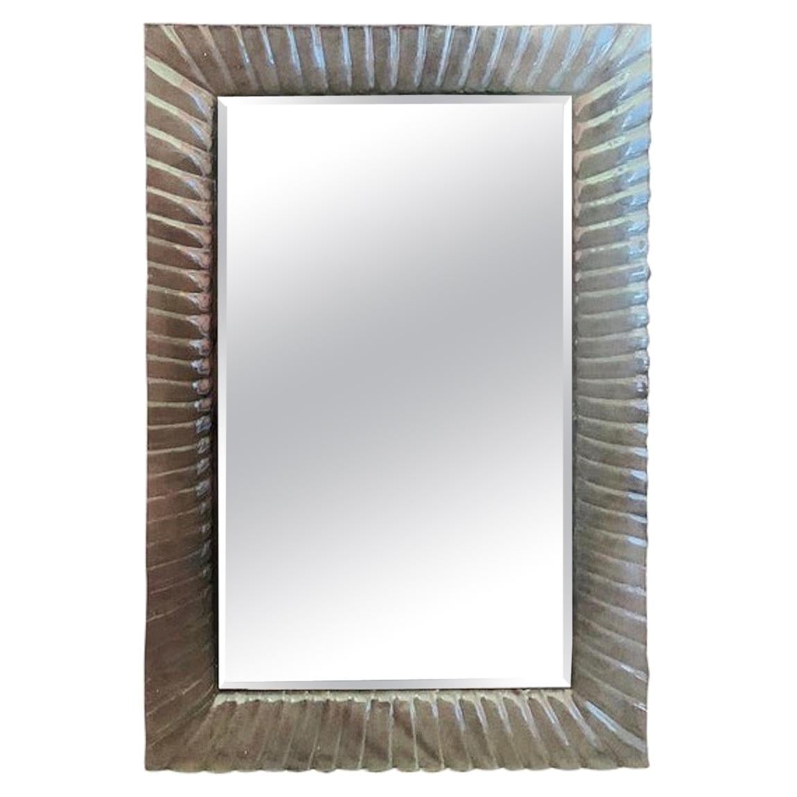 Hand Carved European mirror gilded with white trim at 1stDibs