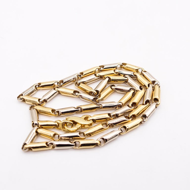 Italian Bi Color Tubular Chain of in 18kt Yellow and White Gold For ...