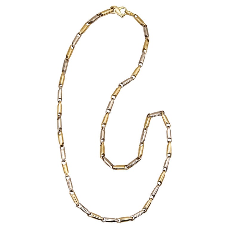 Italian Bi Color Tubular Chain of in 18kt Yellow and White Gold For ...