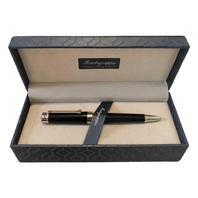 Italian Black and Stainless Montegrappa Writing Pen at 1stDibs