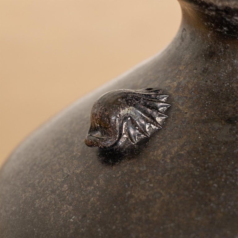 Italian Black Scavo Vase For Sale at 1stDibs