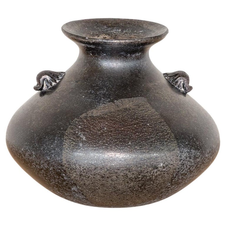 Italian Black Scavo Vase For Sale at 1stDibs