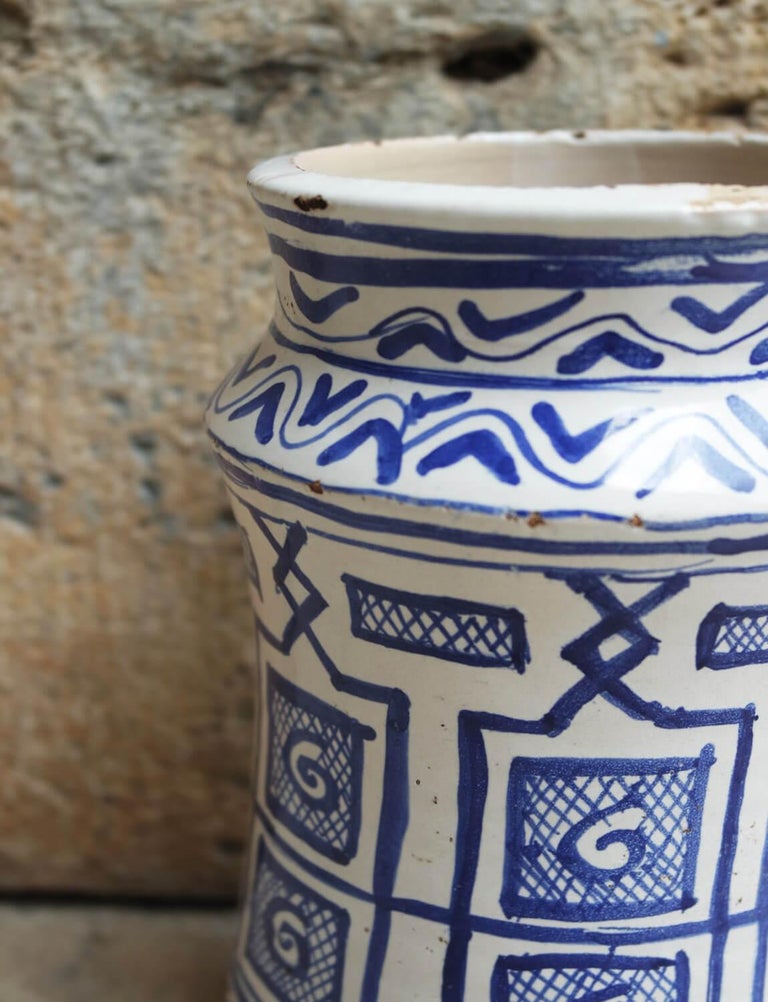 Italian Blue and White Albarello, Late 1800s For Sale at 1stDibs