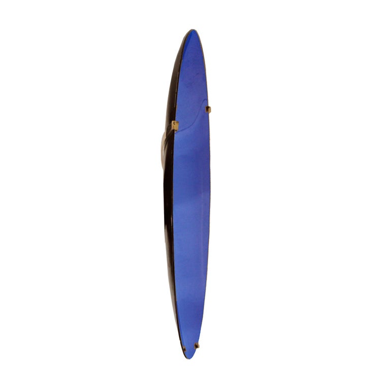 Italian Blue Concave Hand-Crafted Murano Glass Rounded Mirror, Italy ...