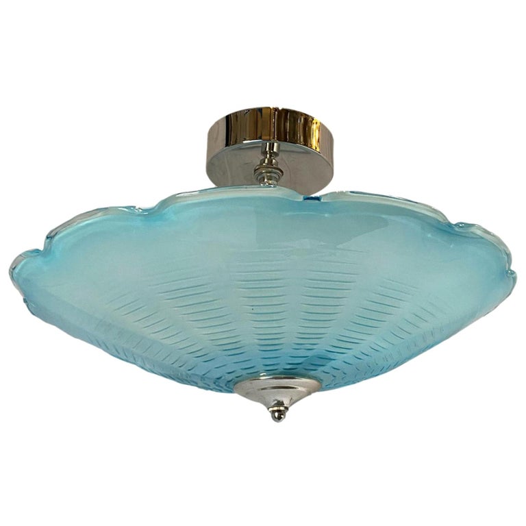 Italian Blue Glass Pendant Light Fixture at 1stDibs