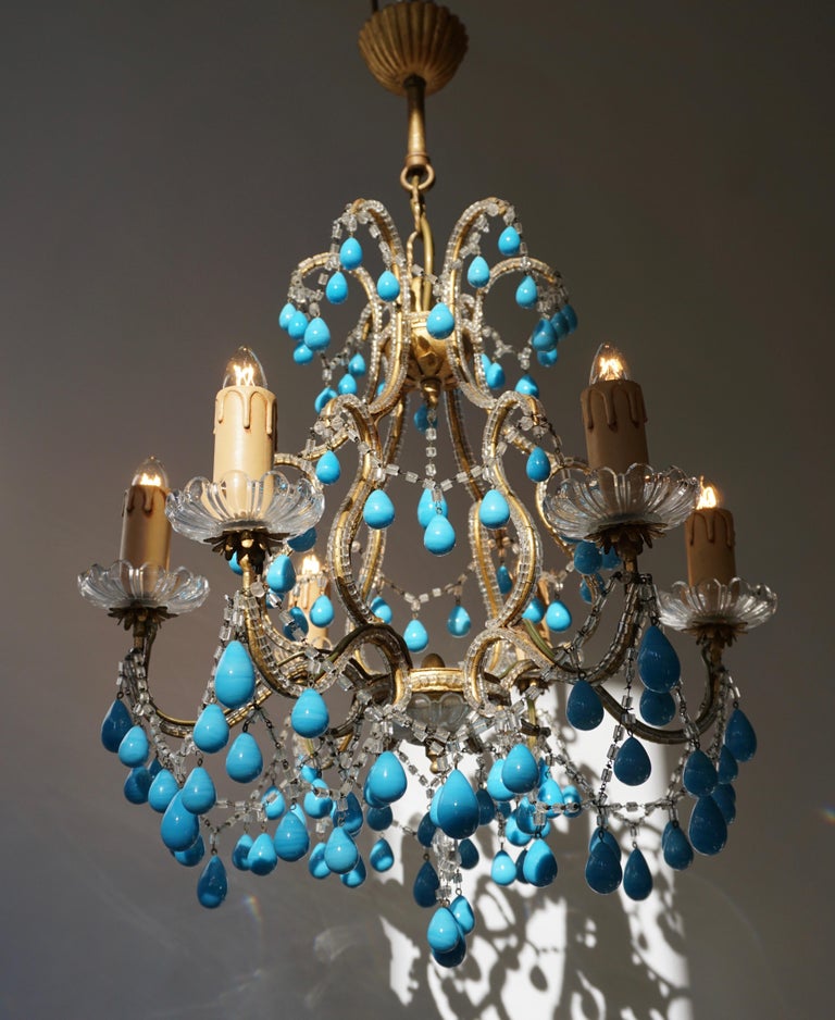 Italian Blue Stone Drops Chandelier For Sale at 1stdibs