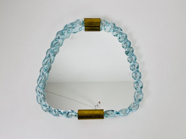 Italian Blue Twisted Murano Glass Wall Mirror, 1960s, Italy For Sale at ...