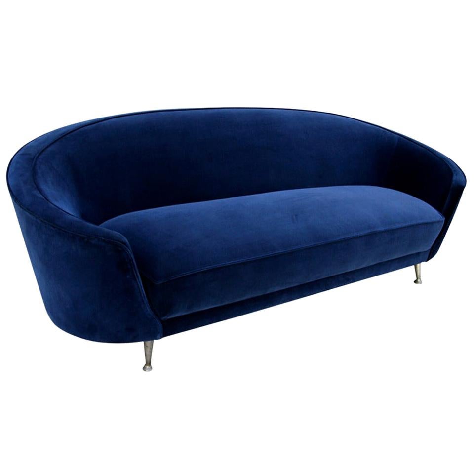 Andrea Busiri Sofa in Turquoise Blue, 1960s For Sale at 1stdibs