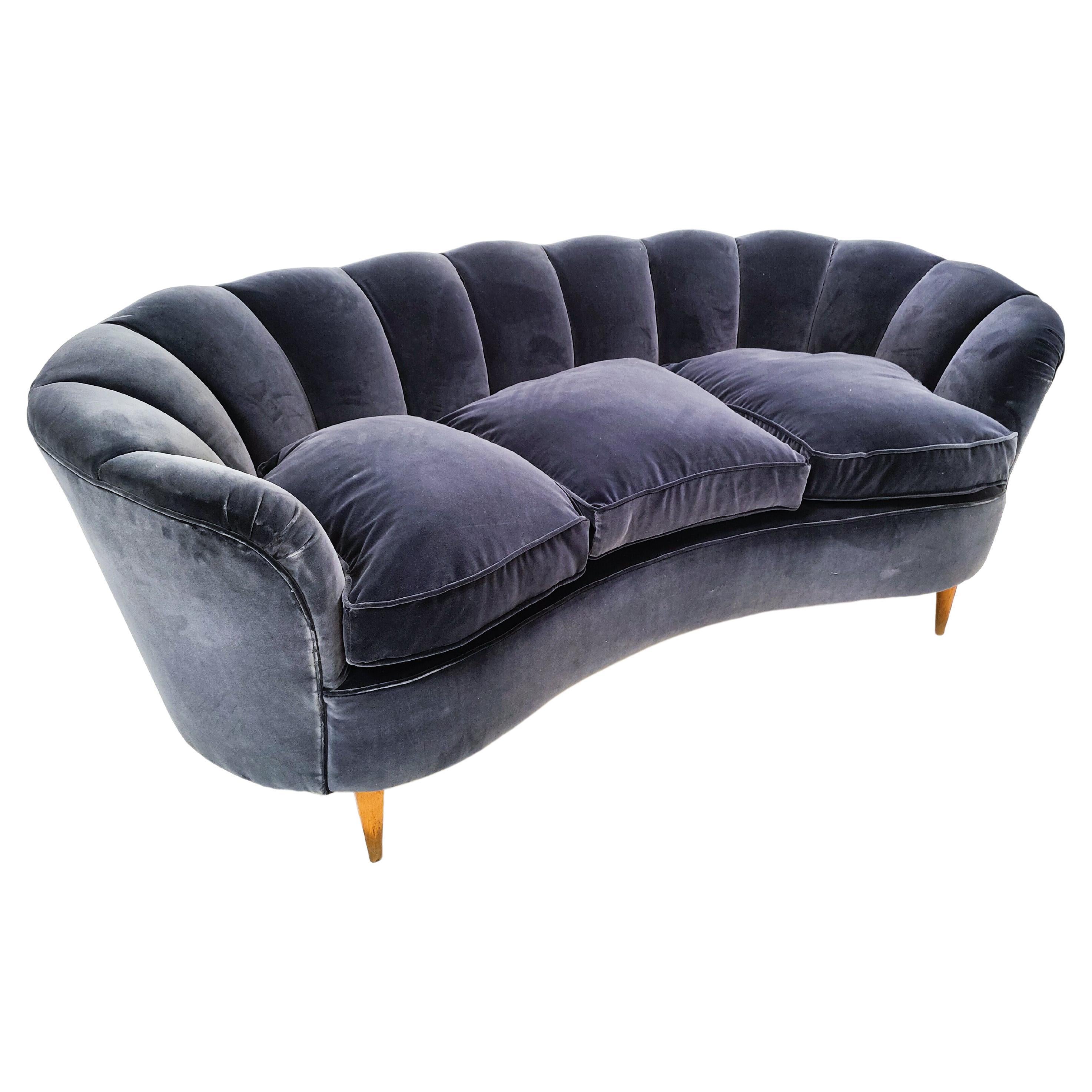 Oval Shaped Sofa in Soft Pink Velvet Upholstery For Sale at 1stDibs