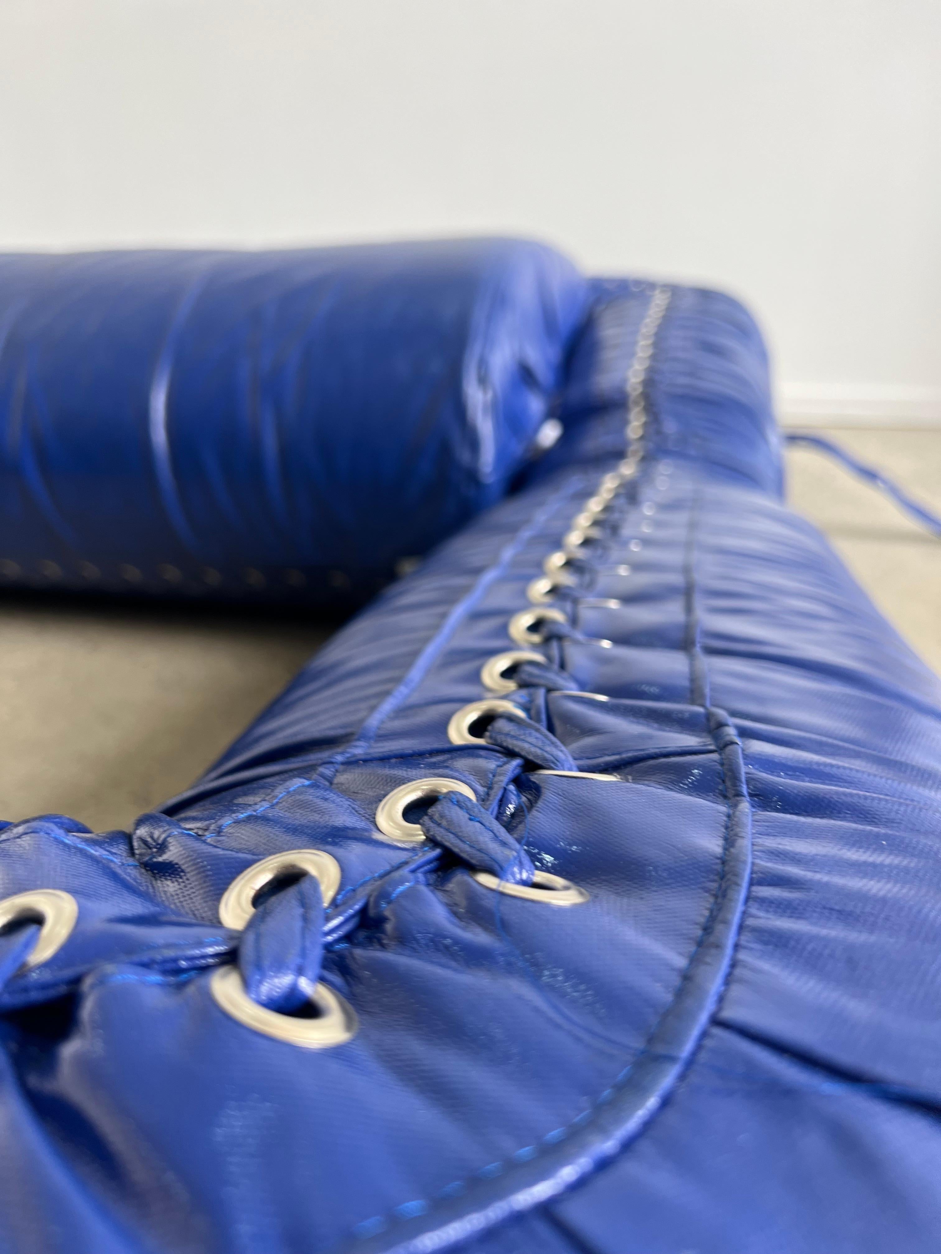 Italian Blue Vinyl Sofa by Alessandro Becchi for Giovannetti Collezioni ...