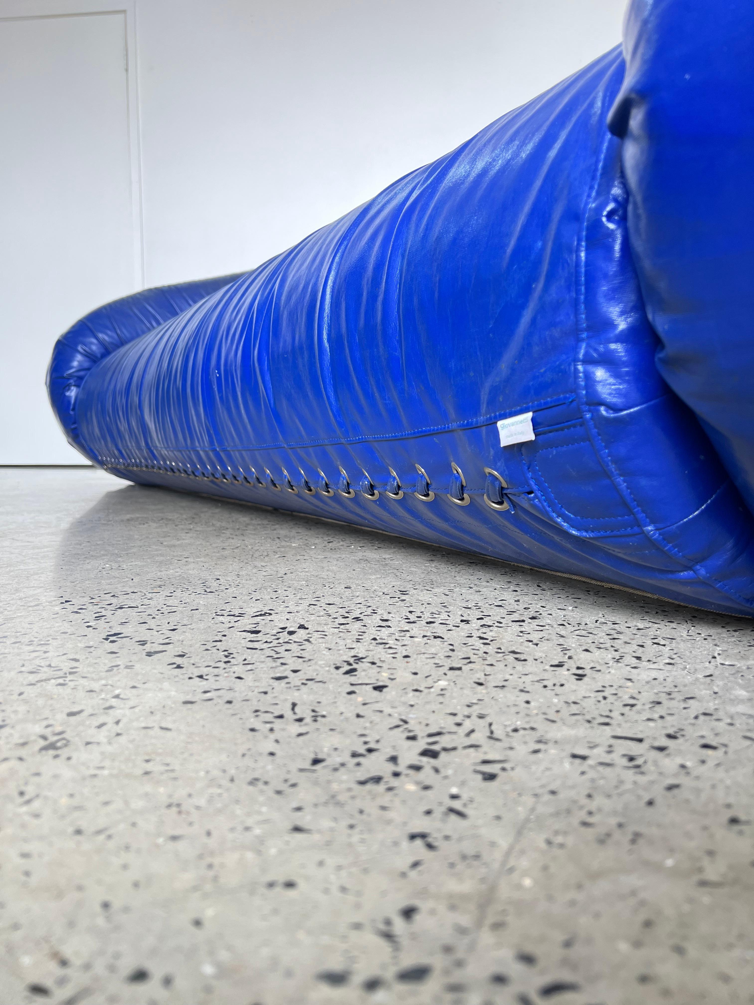 Italian Blue Vinyl Sofa by Alessandro Becchi for Giovannetti Collezioni ...