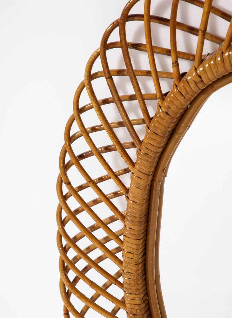 Italian Bonacina Bamboo Oval Mirror, circa 1950 For Sale at 1stDibs