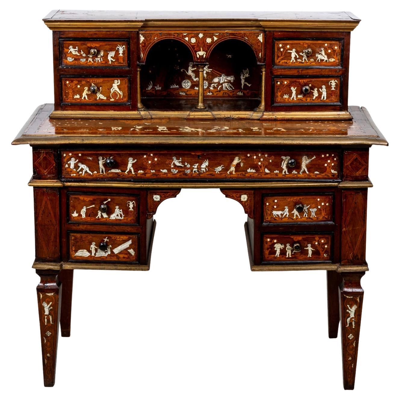 Italian Bone Inlay Desk For Sale at 1stDibs