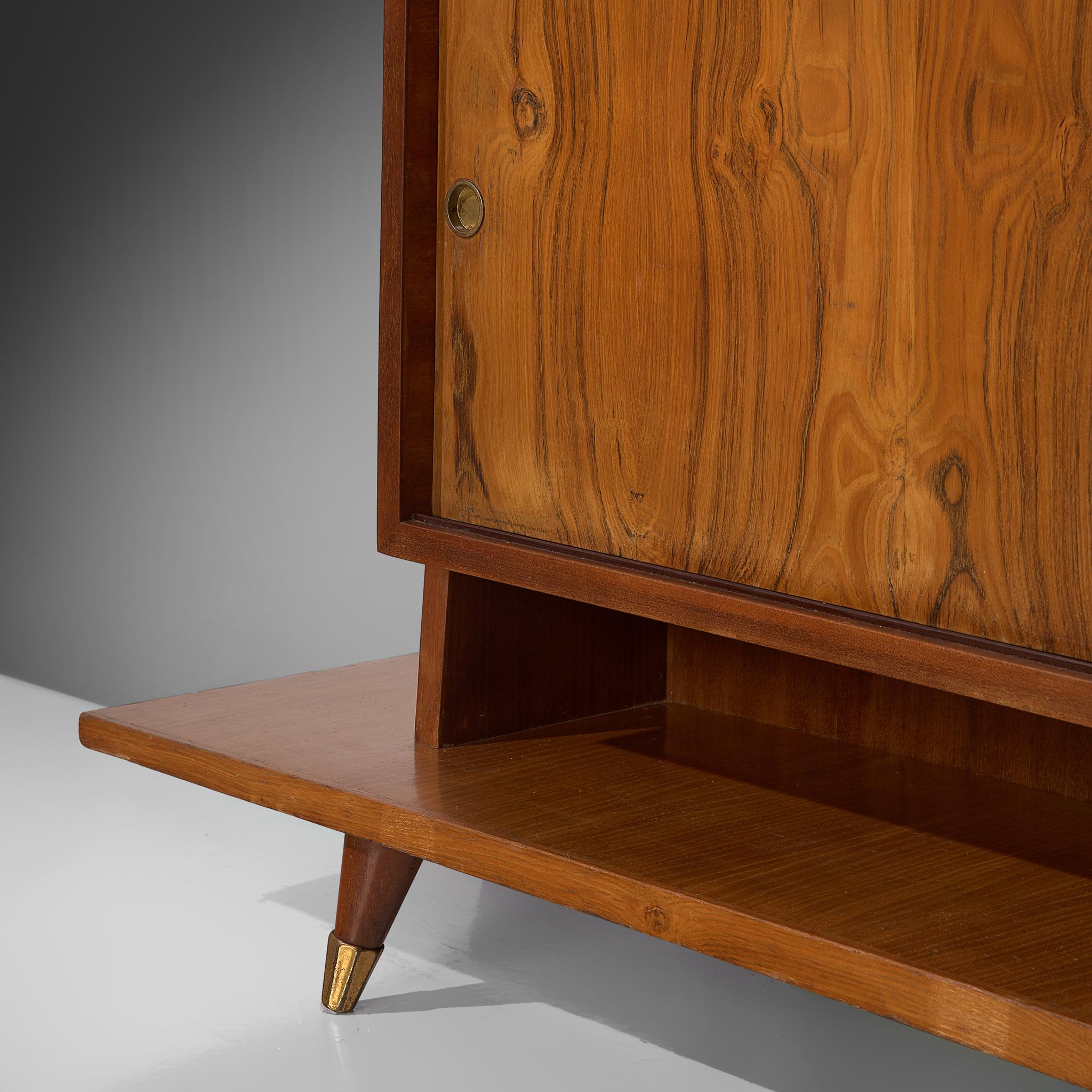 Italian Bookcase in Walnut and Oak For Sale at 1stDibs