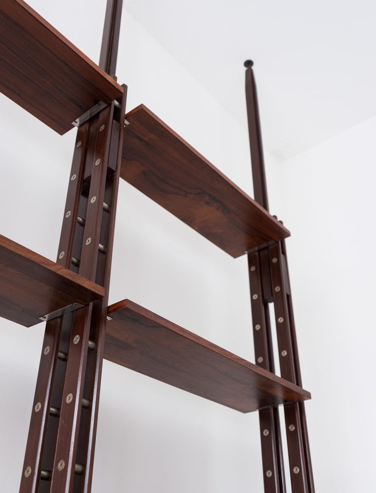 Italian Bookshelf with Ceiling Fixing in Exotic Wood at 1stDibs