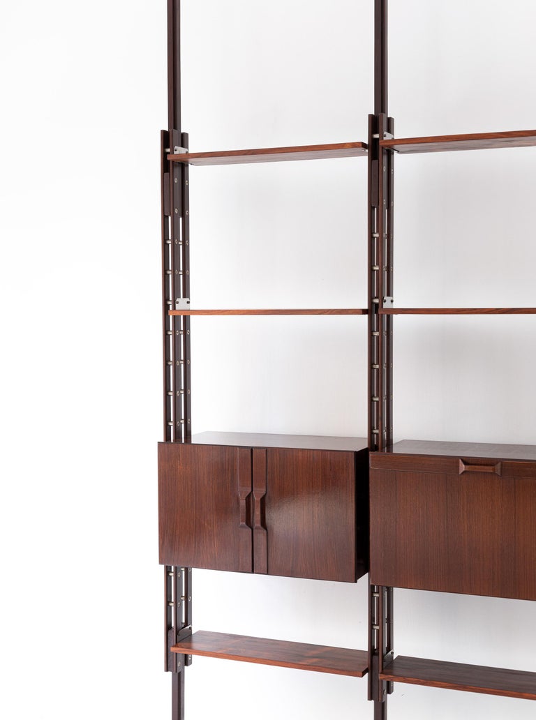 Italian Bookshelf with Ceiling Fixing in Exotic Wood at 1stDibs