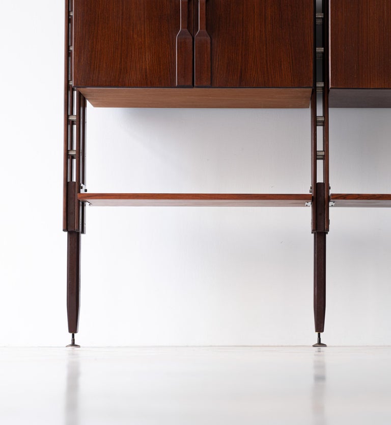 Italian Bookshelf with Ceiling Fixing in Exotic Wood at 1stDibs