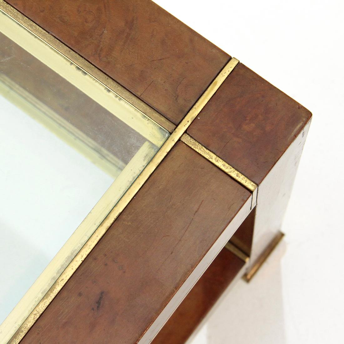 Italian Brass and Briar Coffee Table, 1970s at 1stDibs