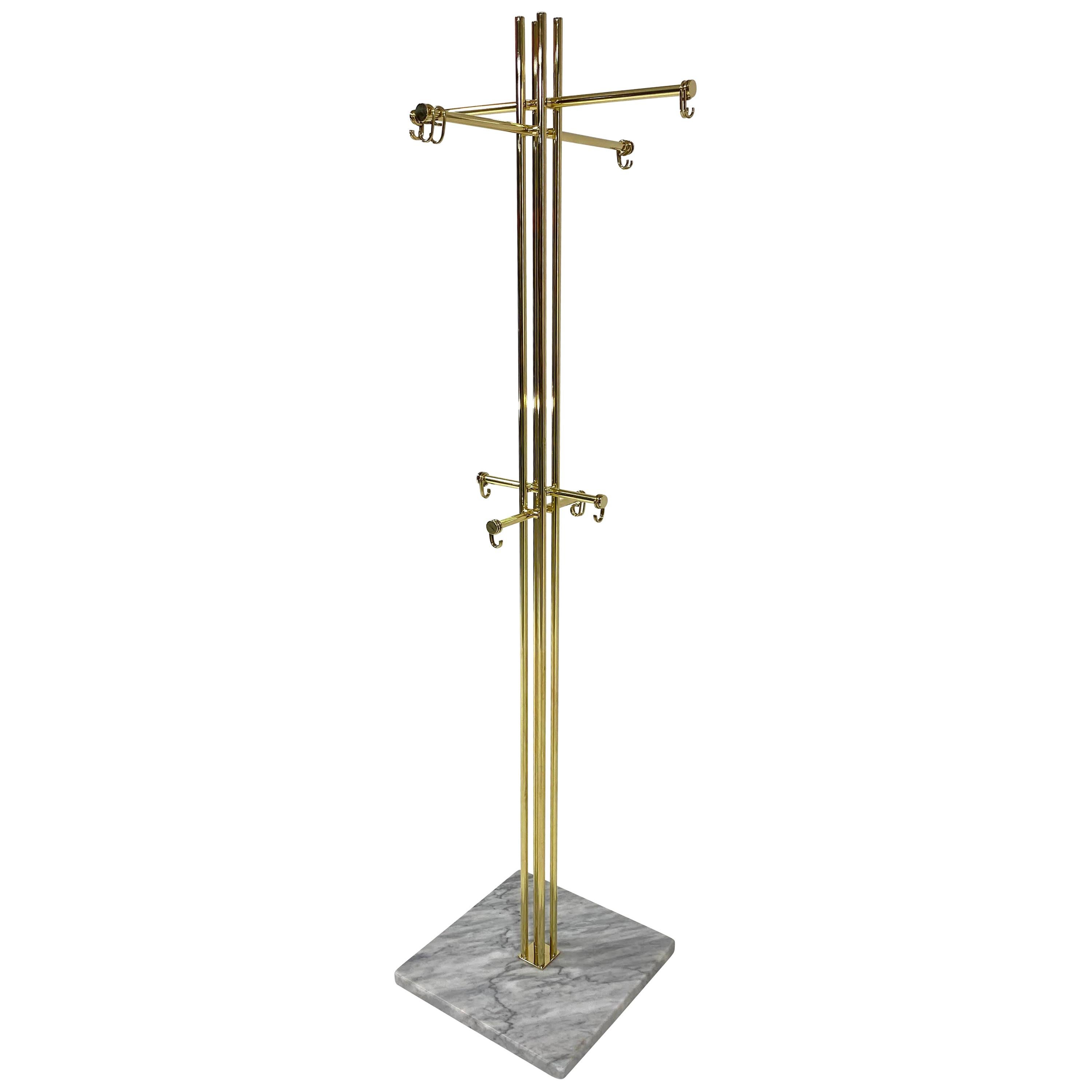 Italian Brass and Marble Coat Rack, 1950s For Sale at 1stDibs