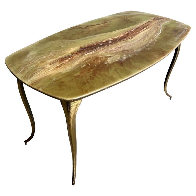 Italian Brass and Resin Side Table For Sale at 1stDibs