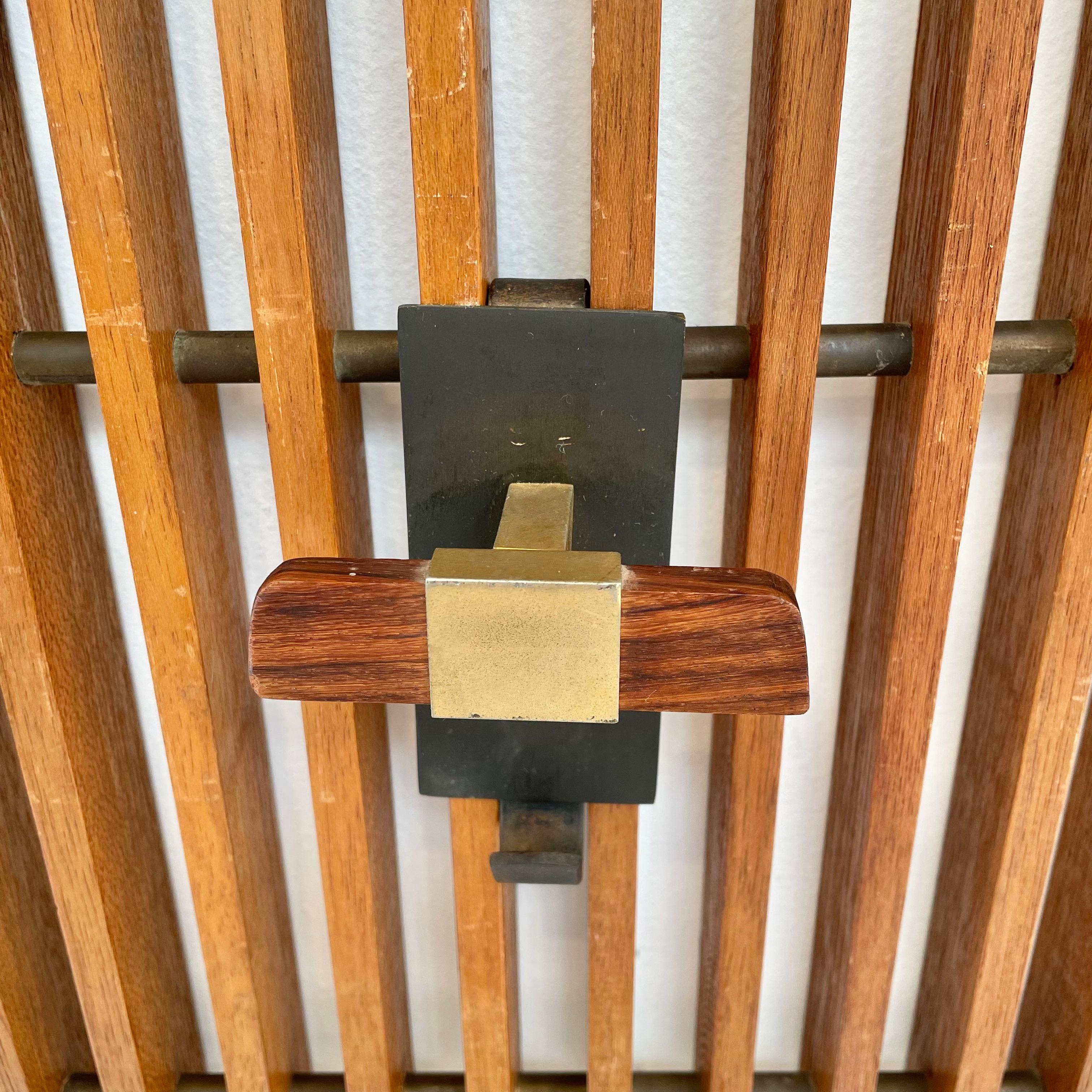 Italian Brass and Wood Slat Coat Rack at 1stDibs | slat wall coat hooks ...