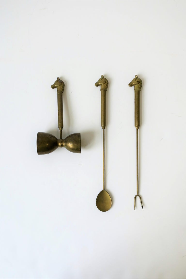 Italian Brass Bar Cocktail Bar Tools Set with Horsehead Handle at 1stDibs