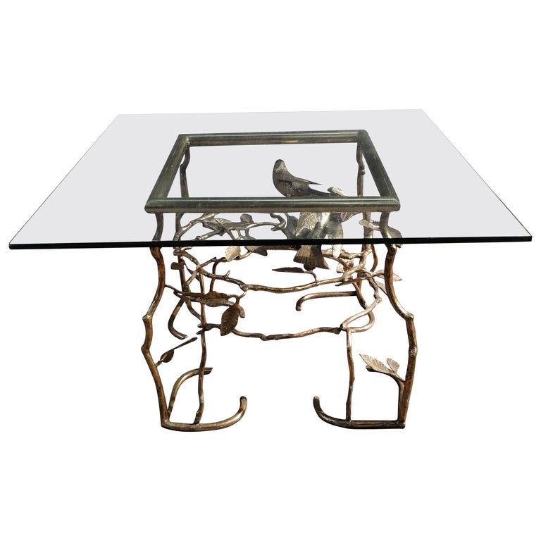 Italian Brass Birds on Branches Cocktail Table at 1stDibs