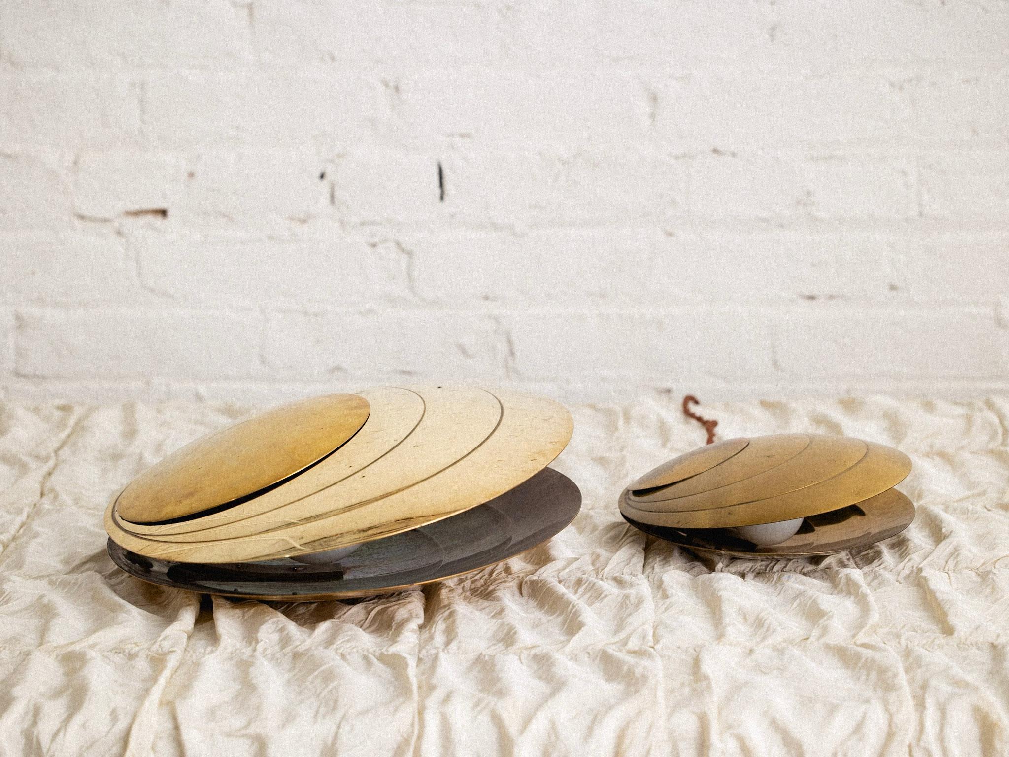 Italian Brass Clamshell Lamps by Angelo Brotto, 1960s - a Set of 2 For ...