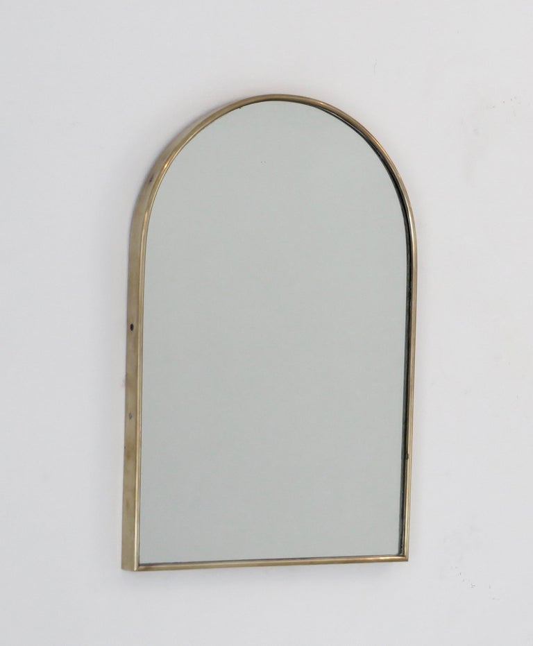Italian Brass Framed Vintage Rounded Top Wall Mirror at 1stDibs ...