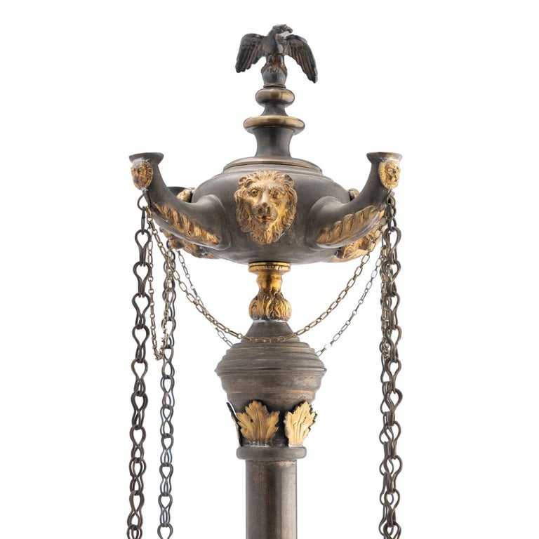 Italian Brass Lucerne Oil Lamp with Contrasting Gilt Embellishments ...