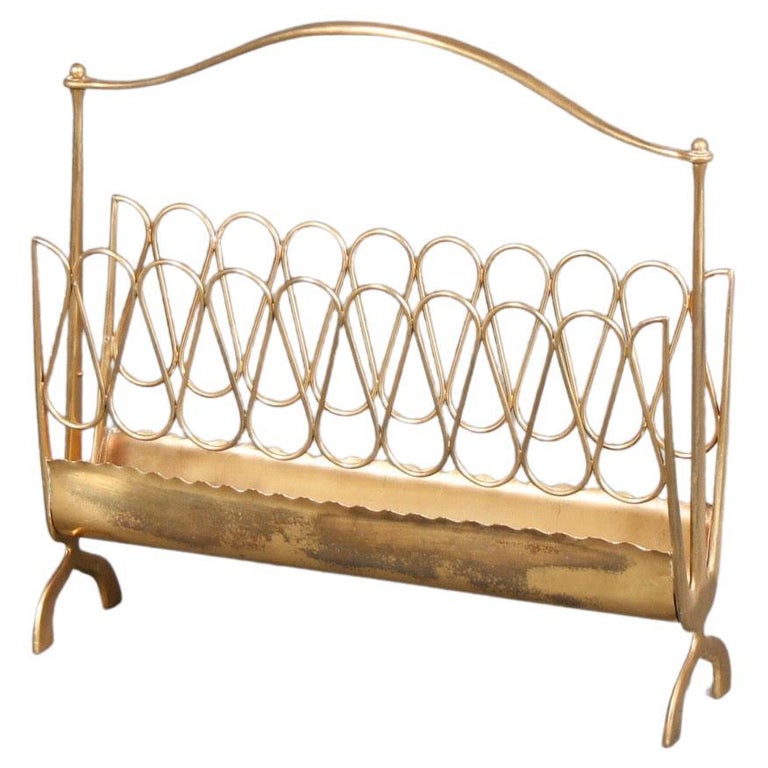Italian Brass Magazine Rack For Sale at 1stDibs