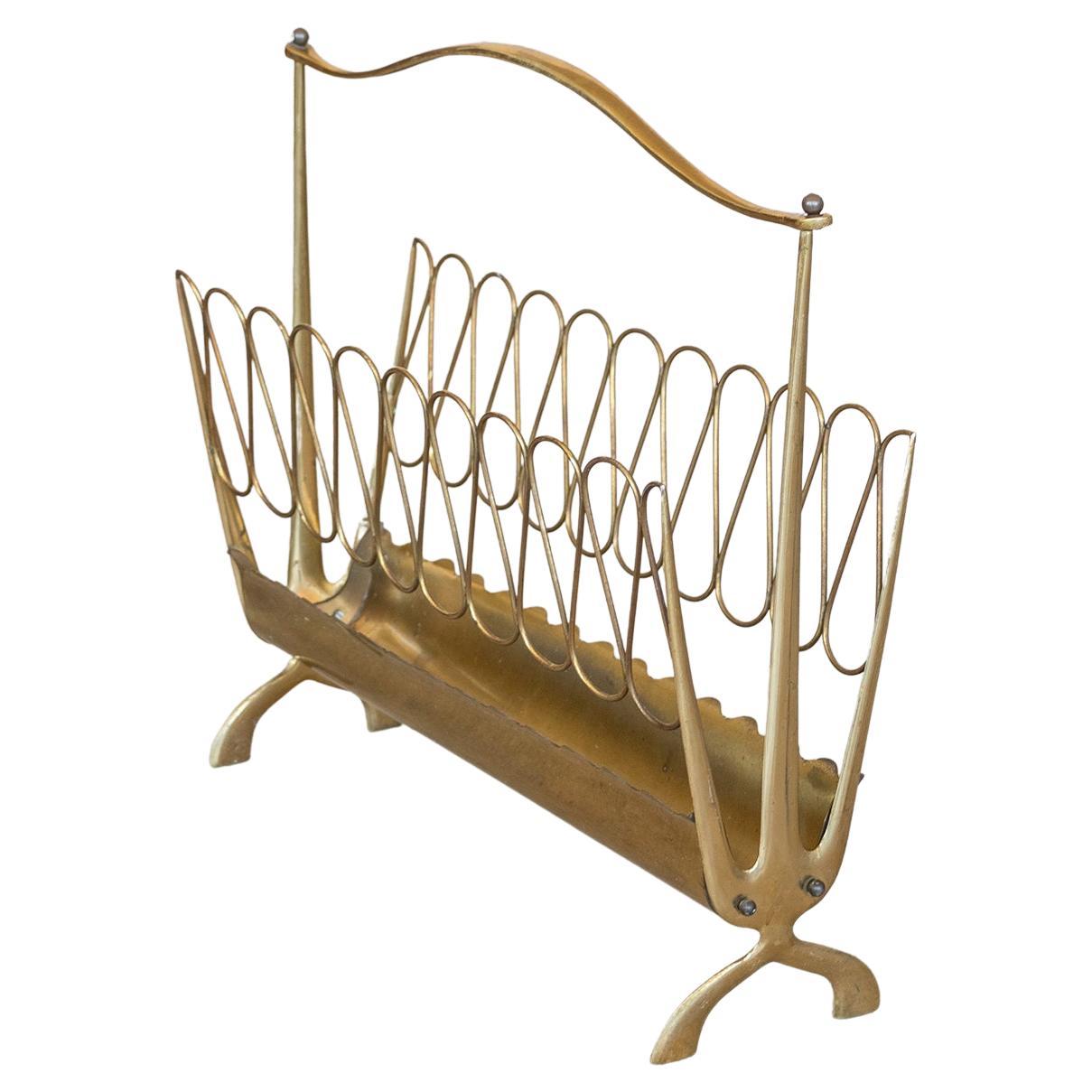 Italian Brass Magazine Rack For Sale at 1stDibs