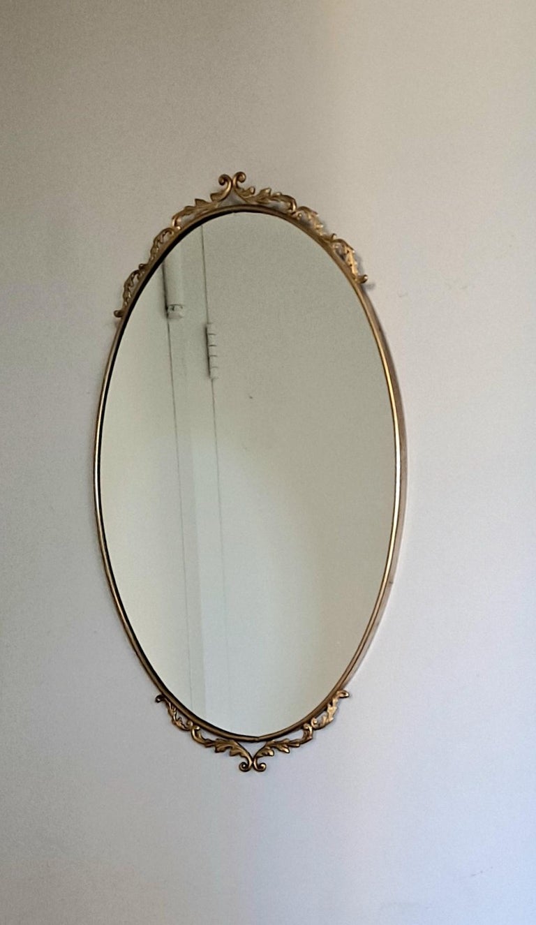 Italian Brass Mirror with the Filigree on Top and Bottom For Sale at ...