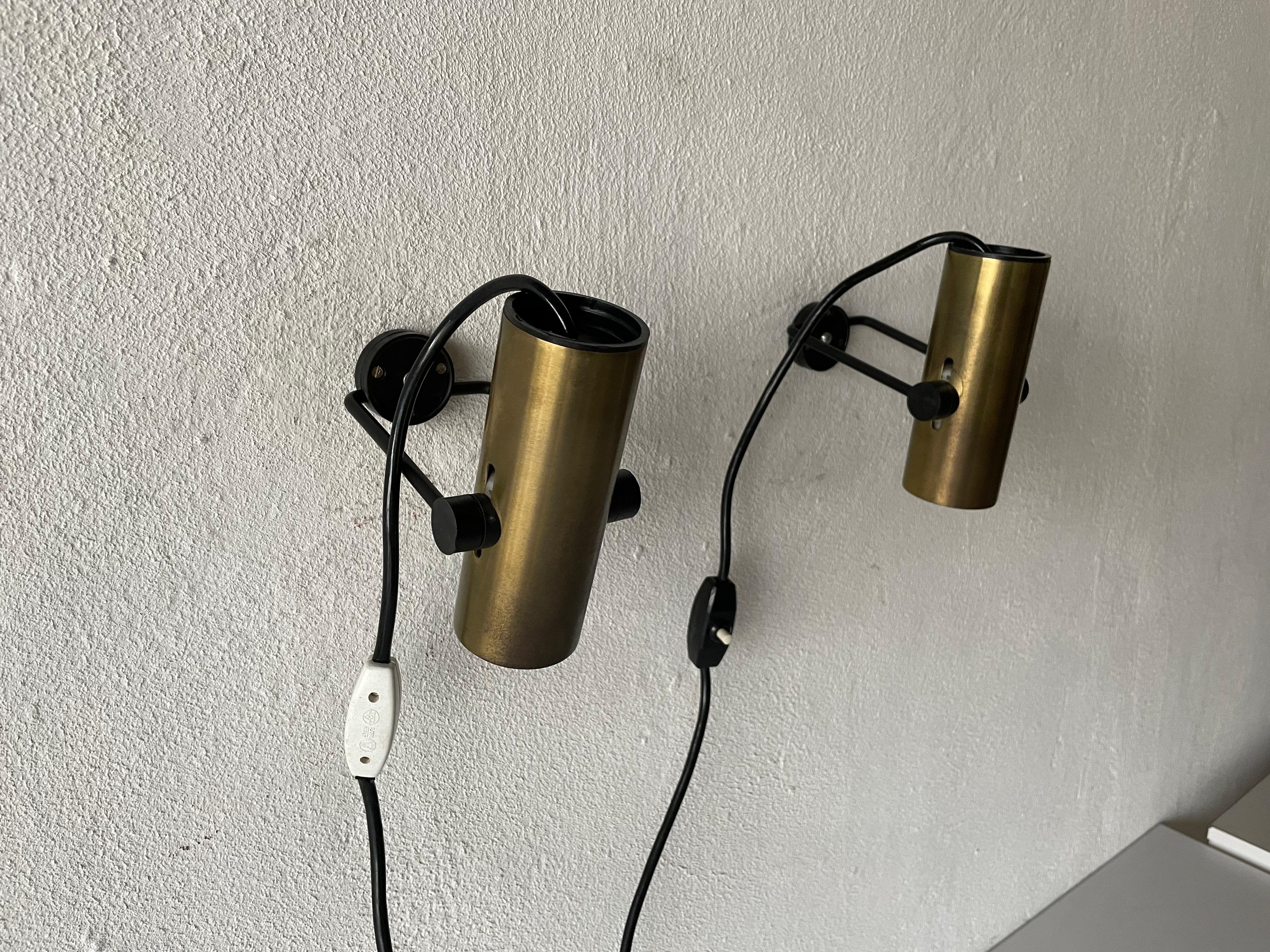 Italian Brass Pair of Spot Wall Lamps, 1970s, Italy For Sale at 1stDibs