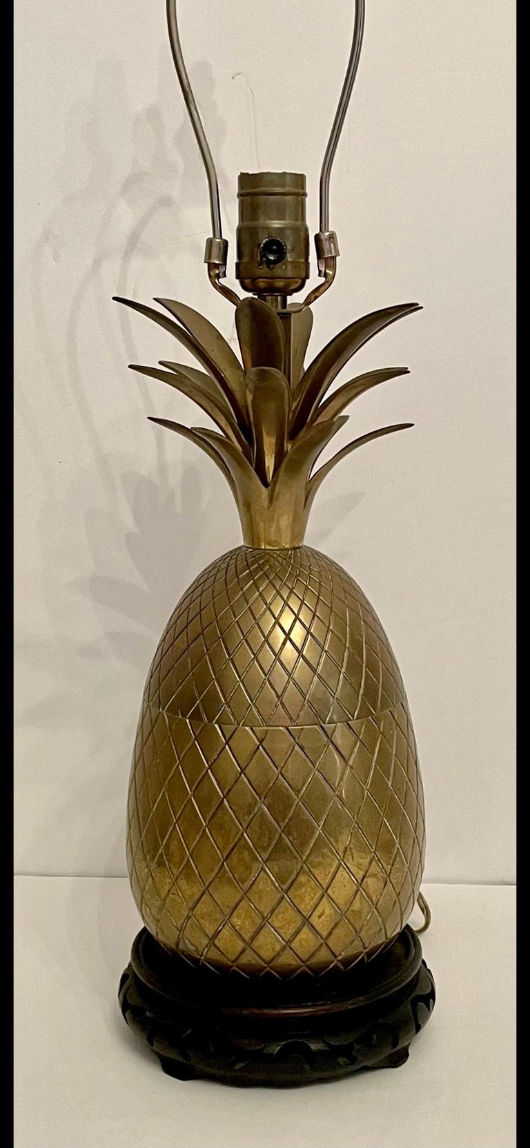 Italian Brass Pineapple Lamp For Sale at 1stDibs