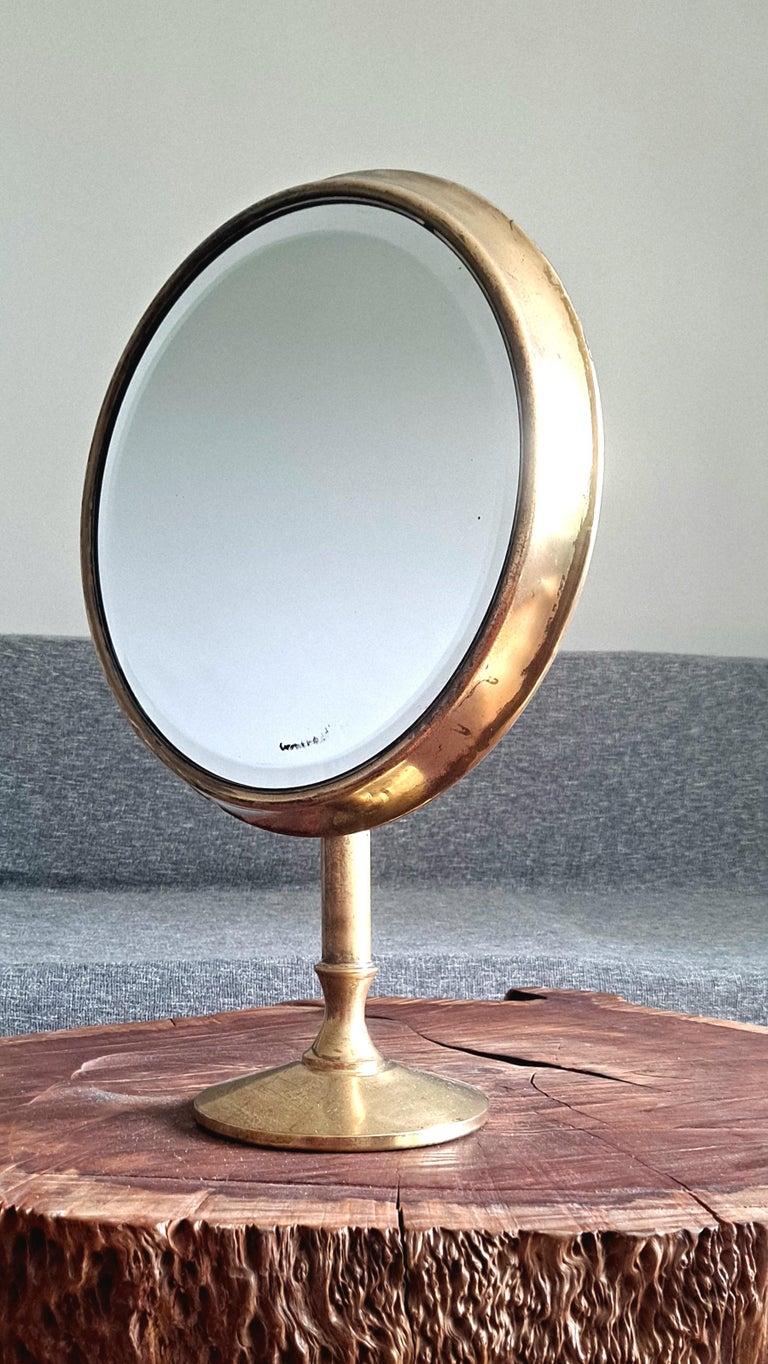 Italian Brass Table Mirror For Sale at 1stDibs